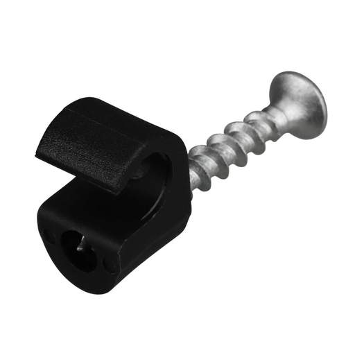 Tillex 10 - 14mm Round Screw Cable Clips Black (Pack of 100) (170015) | CEF