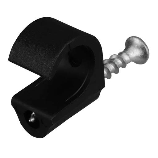Tillex 18 - 22mm Round Screw Cable Clips Black (Pack of 50) (170055) | CEF