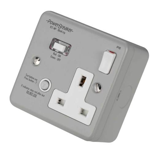 PowerBreaker 13A 1Gang RCD Type A Passive Metal Clad Socket (K21-MP) | CEF