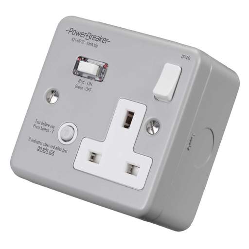 PowerBreaker 13A 1 Gang 10mA RCD Type A Passive Metal Clad Socket (K21 ...