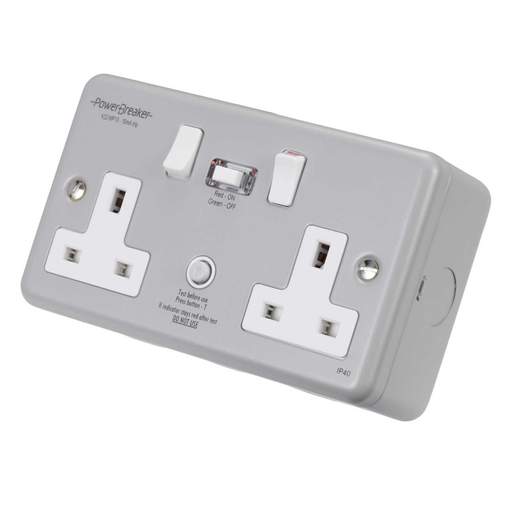 PowerBreaker 13A 2 Gang 10mA RCD Type A Passive Metal Clad Socket (K22 ...