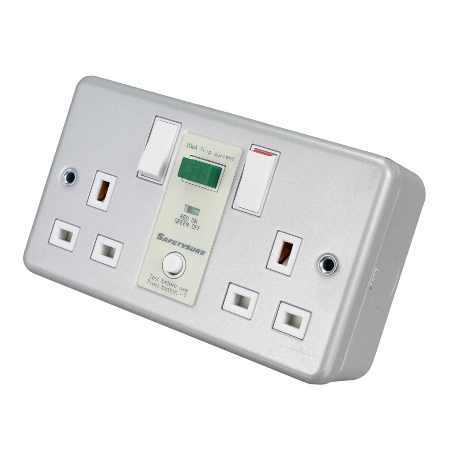 Greenbrook 13A DP 2 Gang Switched RCD Socket Metal Clad (M22SM) | CEF