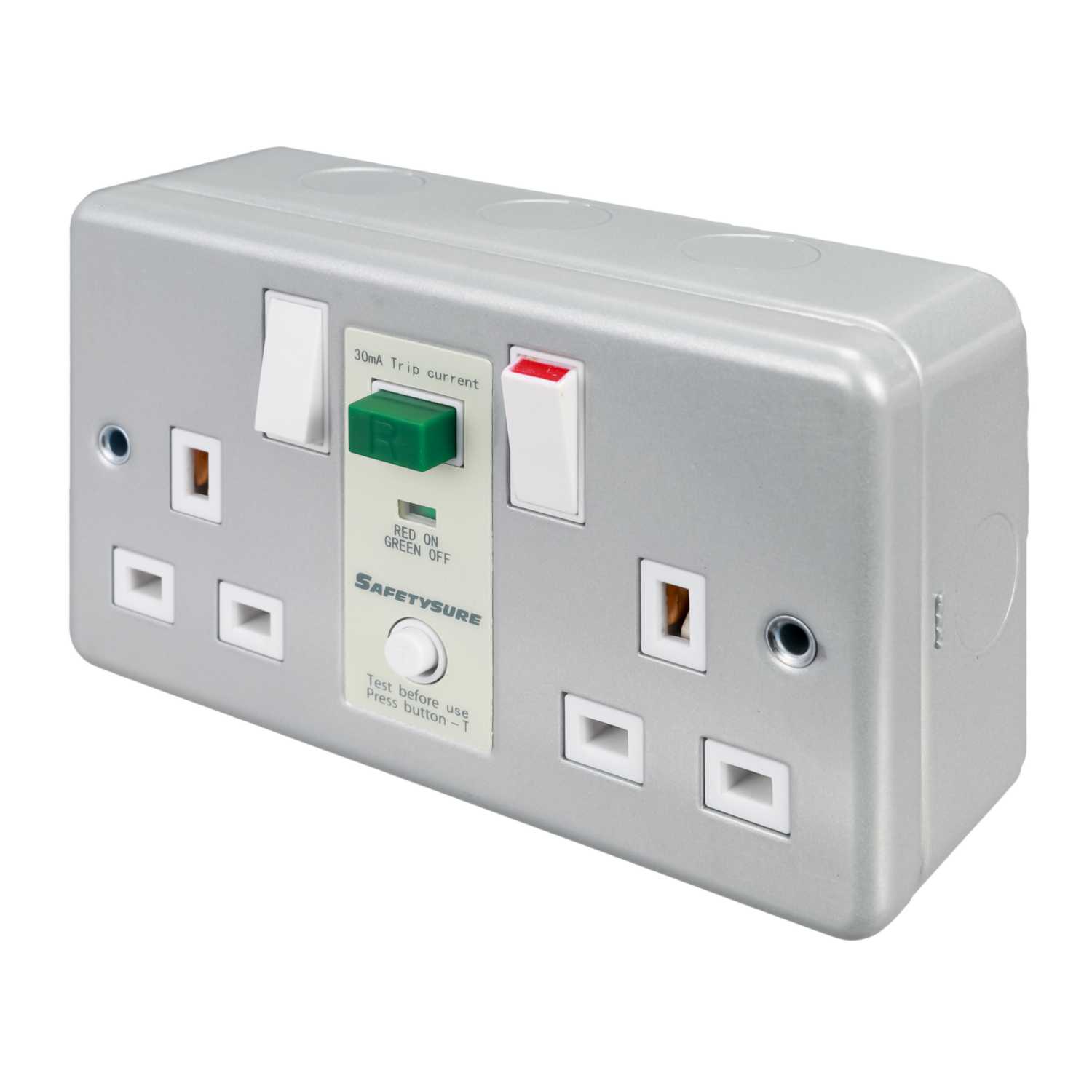 Greenbrook 13A DP 2 Gang Switched RCD Socket Metal Clad (M22SM) | CEF