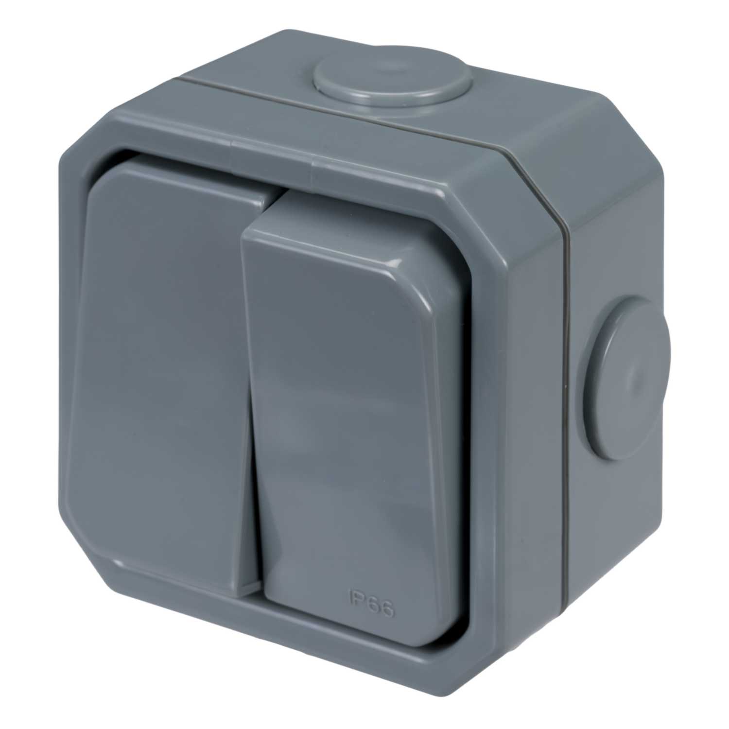 Greenbrook 10A 2 Gang 2 Way Weatherproof Light Switch IP66 Grey ...