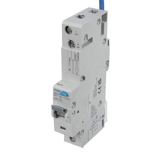 Hager 25A Single Pole 1 Module B Curve 10kA 30mA Type A RCBO (ADB425U) | CEF