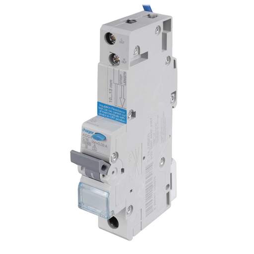 Hager 16A Single Pole 1 Module C Curve 10kA 30mA Type A RCBO (ADC416U) | CEF