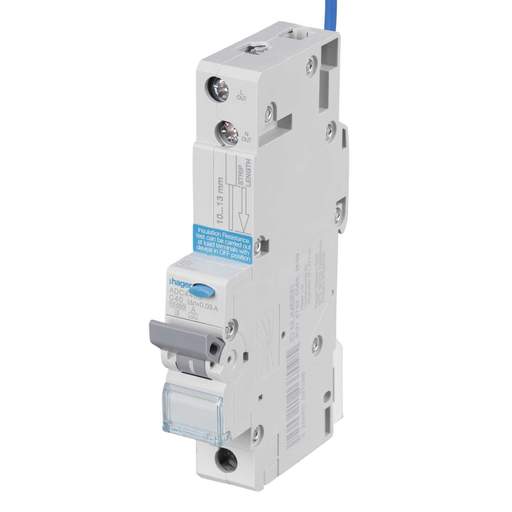 Hager 40A Single Pole 1 Module C Curve 10kA 30mA Type A RCBO (ADC440U) | CEF