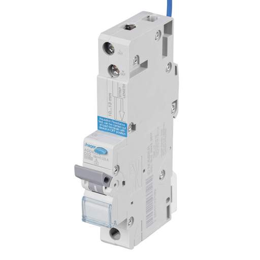 Hager 32A Single Pole 1 Module D Curve 10kA 30mA Type A RCBO (ADD432U) | CEF