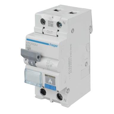 Hager 32A 1P+N 2 Module B Curve 10kA 30mA Type A AFDD Combined MCB ...