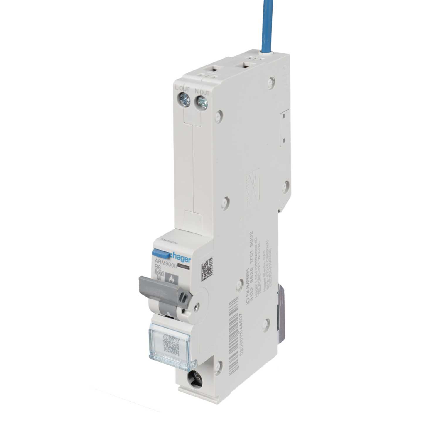 Hager 6A Single Pole and Neutral 1 Module 6kA B Curve MCB with AFDD (ARM906U) | CEF