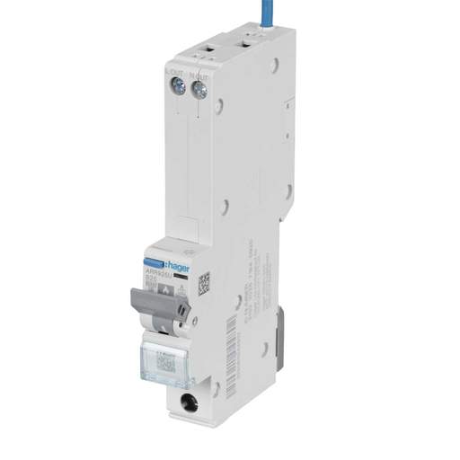 Hager 25A 1P+N 1 Module B Curve 6kA 30mA Type A AFDD Combined RCBO (ARR925U) | CEF