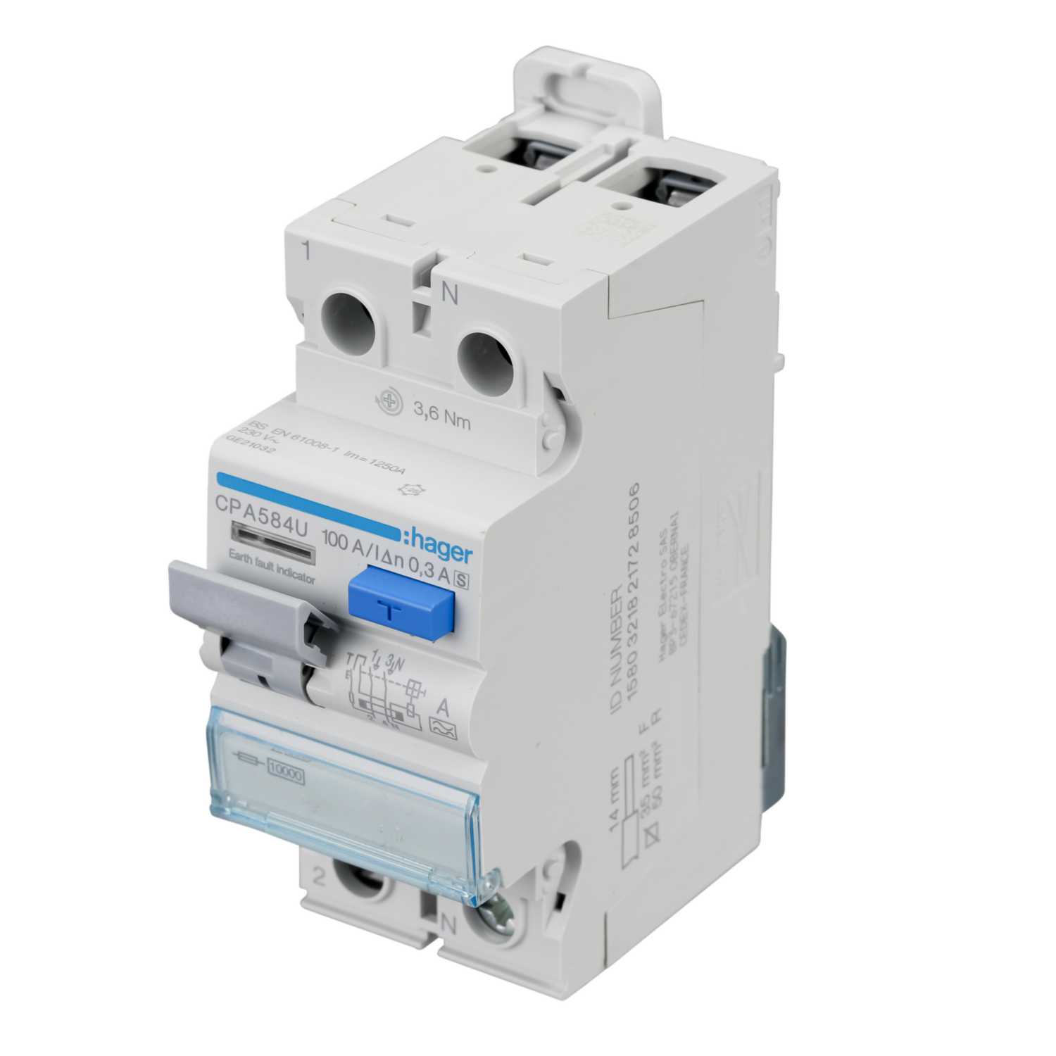 Hager 100A 2 Pole 300mA Type A Time Delay RCD (CPA584U) | CEF