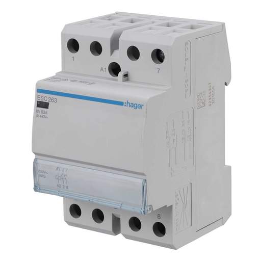 Hager 63A 3 Module Contactor 2 NO Contacts (ESC263) | CEF
