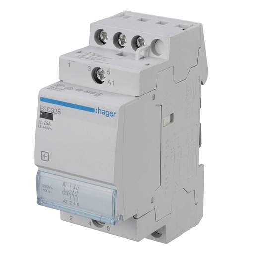 Hager 25A 2 Module Contactor 3 NO Contacts (ESC325) | CEF