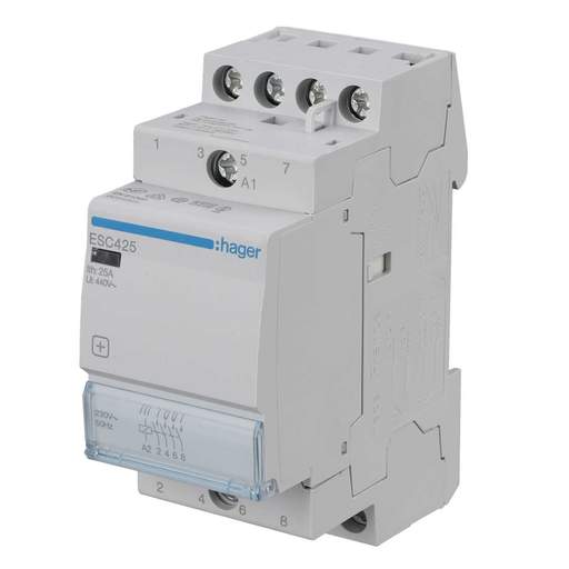 Hager 25A 2 Module Contactor 4 NO Contacts (ESC425) | CEF