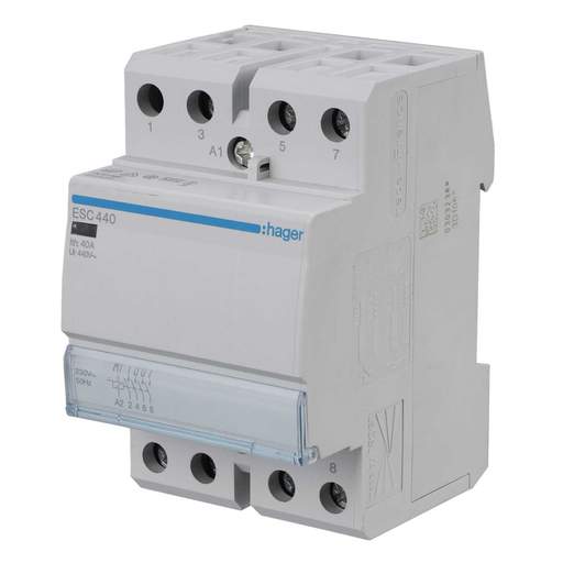 Hager 40A 3 Module Contactor 4 NO Contacts (ESC440) | CEF