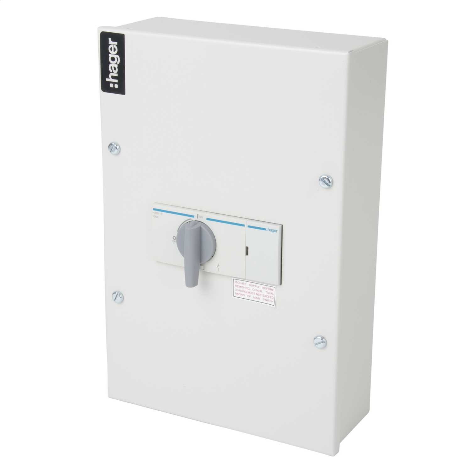 Hager 100A TP+N Metal Isolator Switch Disconnector (JAB410B) | CEF