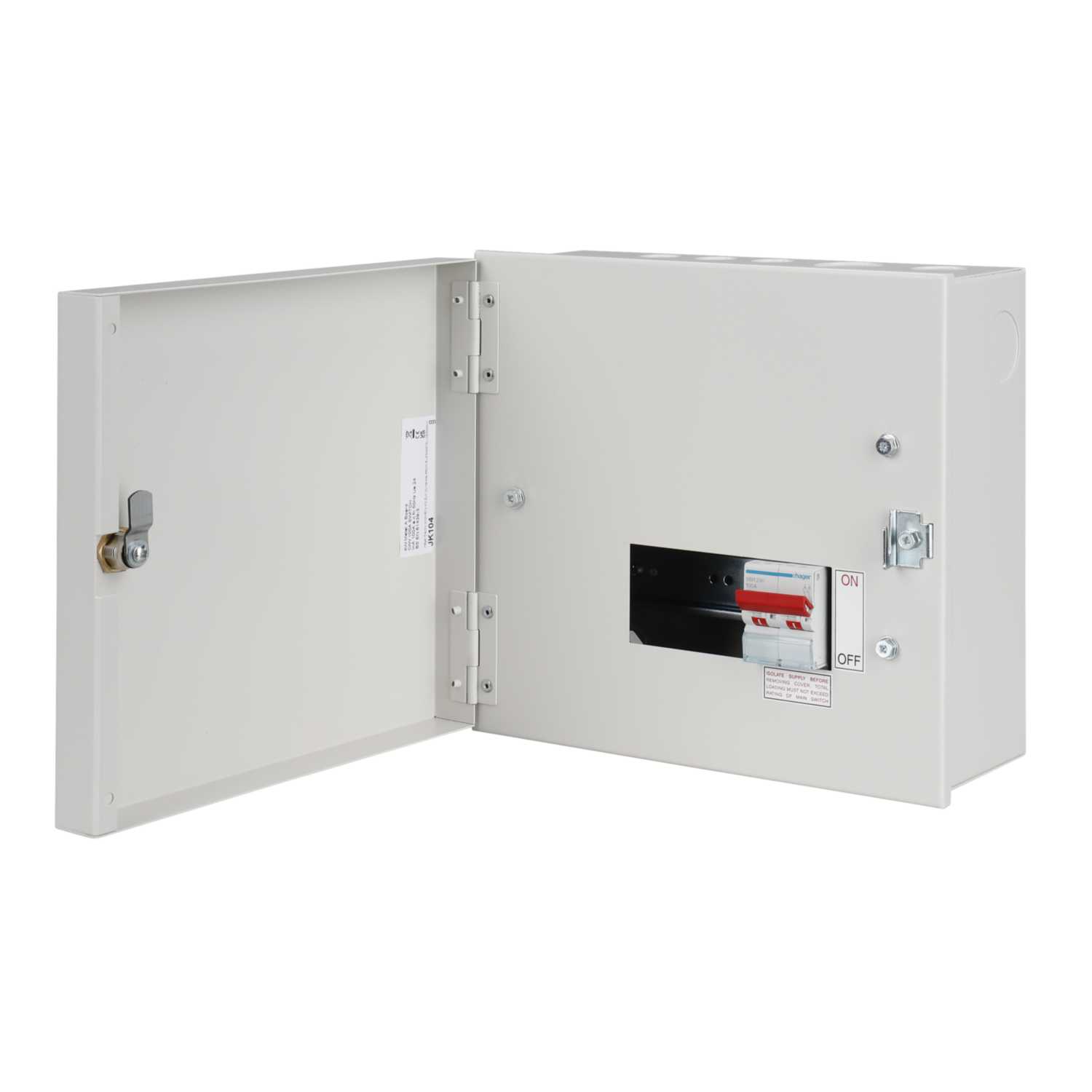 Hager 100A 4 Way Type A SP+N Metalclad Distribution Board with Incomer ...