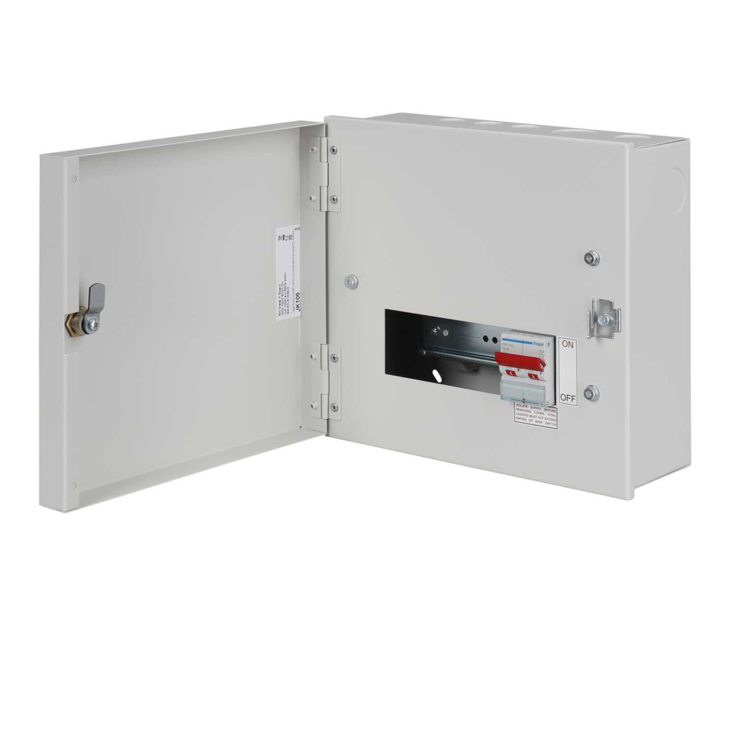 Hager 100A 6 Way Type A SP+N Metalclad Distribution Board with Incomer ...