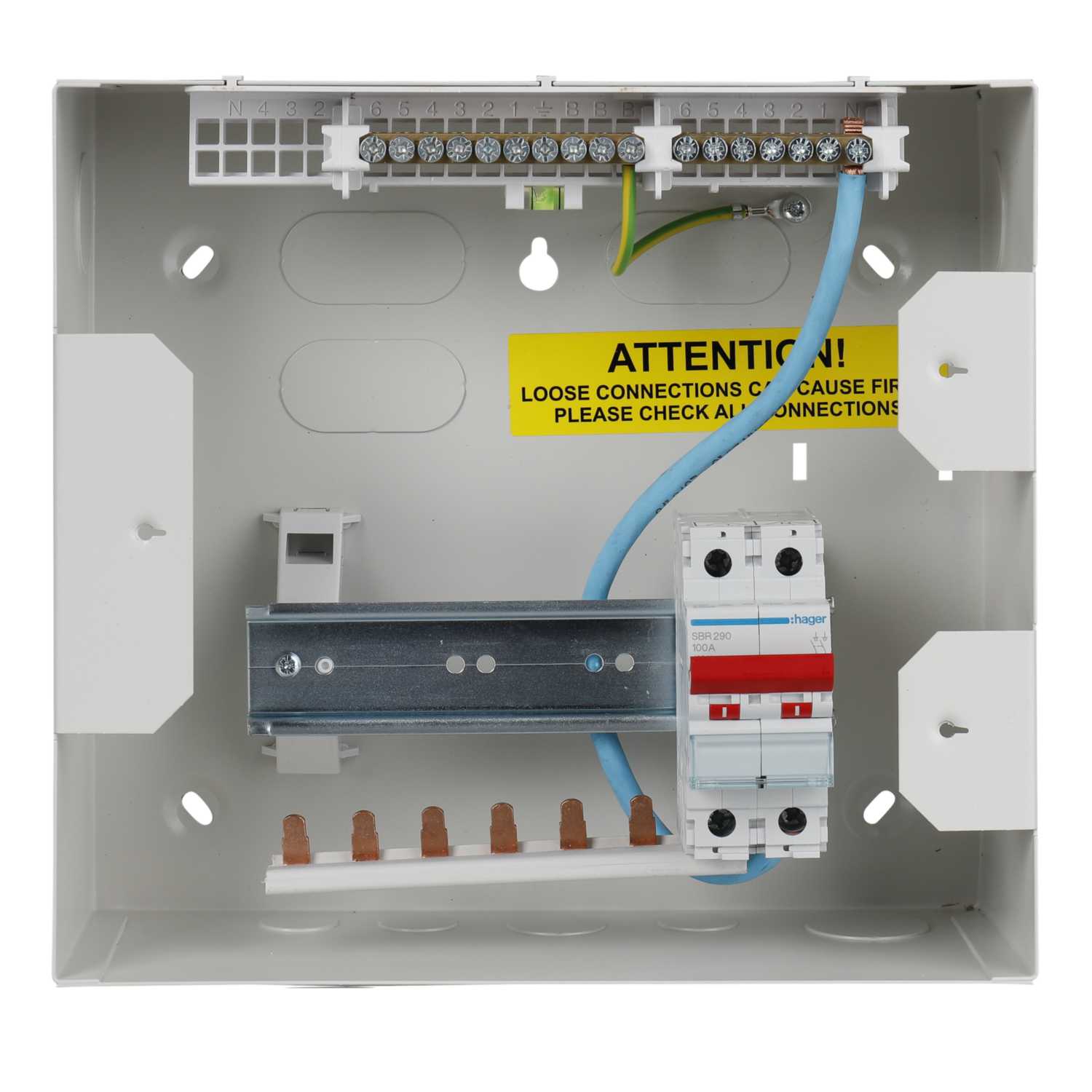 Hager 100A 6 Way Type A SP+N Metalclad Distribution Board with Incomer ...