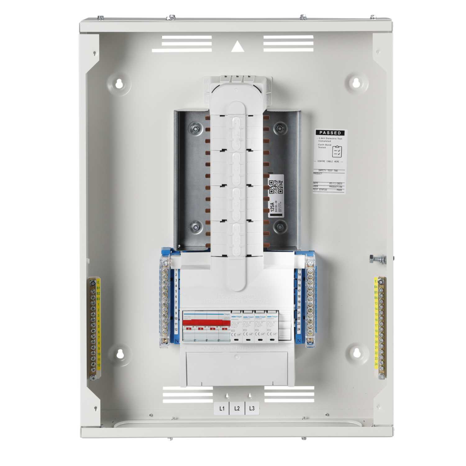 Hager 8 Way 125A TP+N Type B Distribution Board with Incomer and Type 2 ...