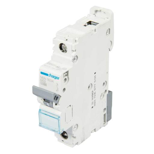 Hager 63A Single Pole 10kA B Curve MCB (NBN163A) | CEF