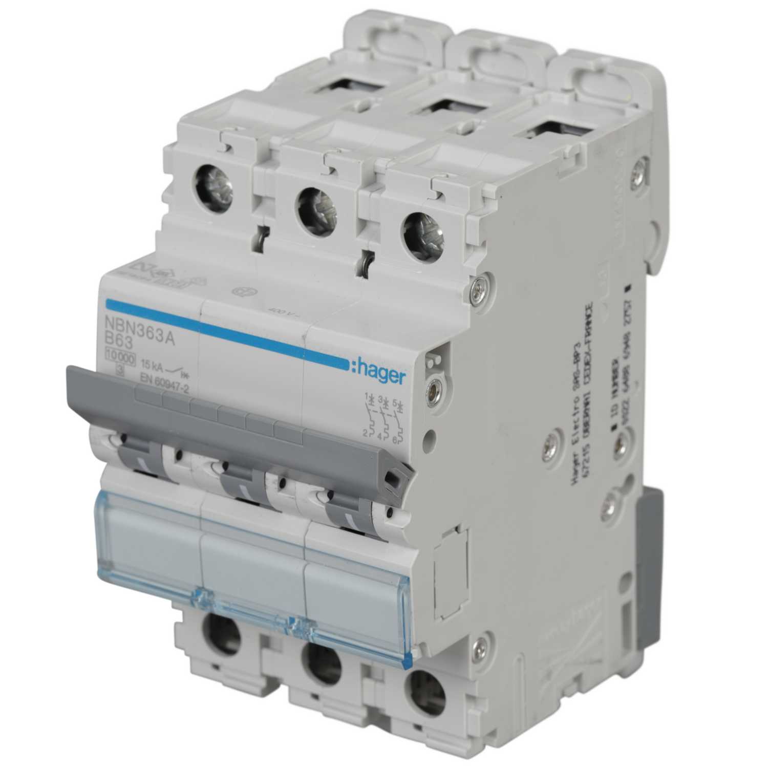 Hager 63A Triple Pole 10kA B Curve MCB (NBN363A) | CEF