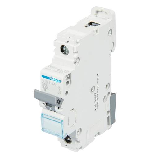 Hager 16A Single Pole 10kA C Curve MCB (NCN116A) | CEF