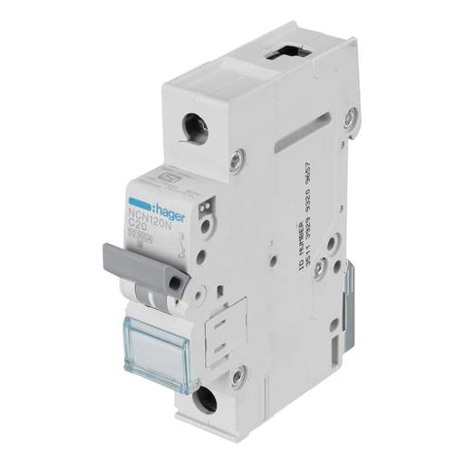 Hager 20A Single Pole 10kA C Curve MCB (NCN120N) | CEF