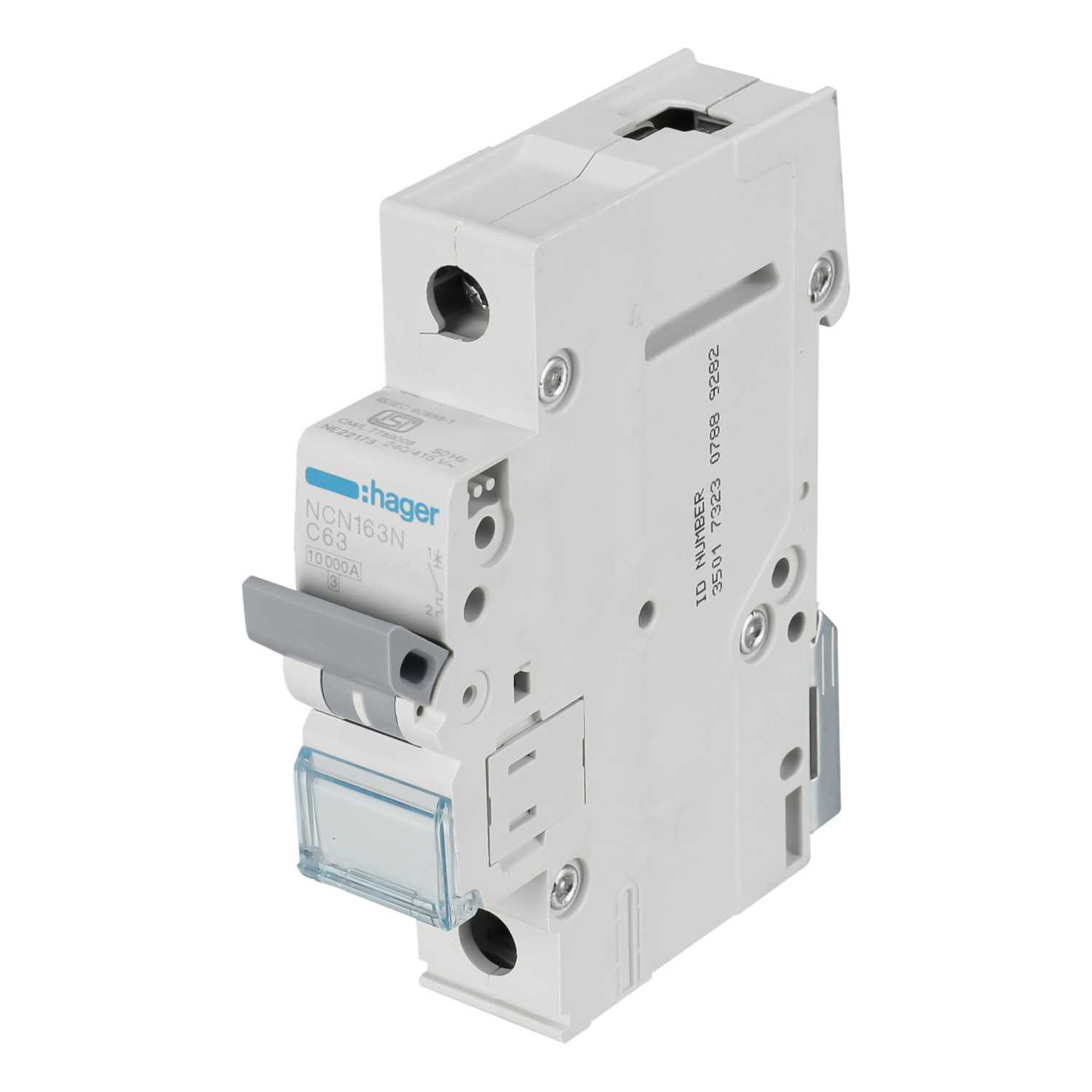 Hager 63A Single Pole 10kA C Curve MCB (NCN163N) | CEF