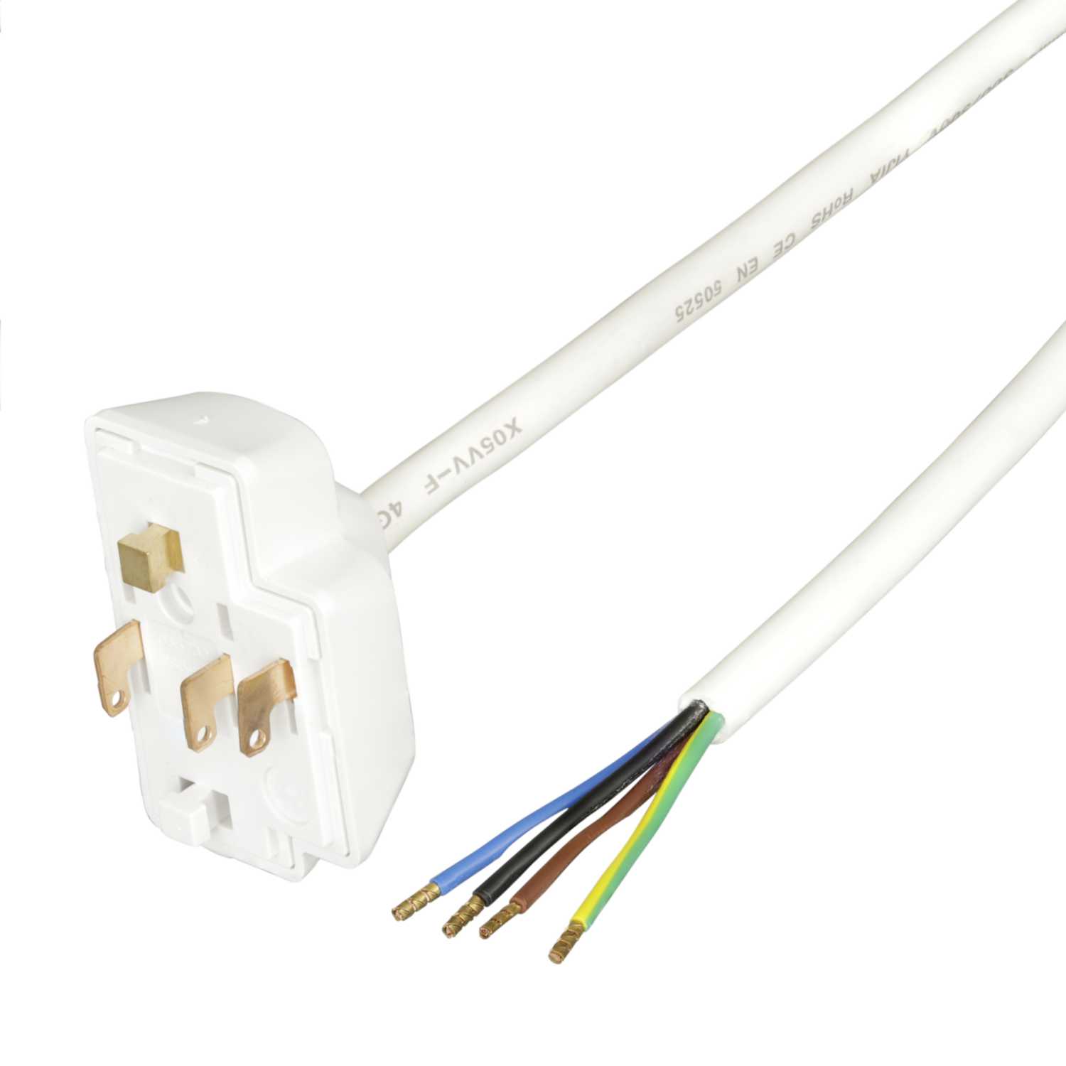 Hager Klik 6A 4 Pin Pre Wired Plug with 3m Cable White (P64AX/3.0) | CEF