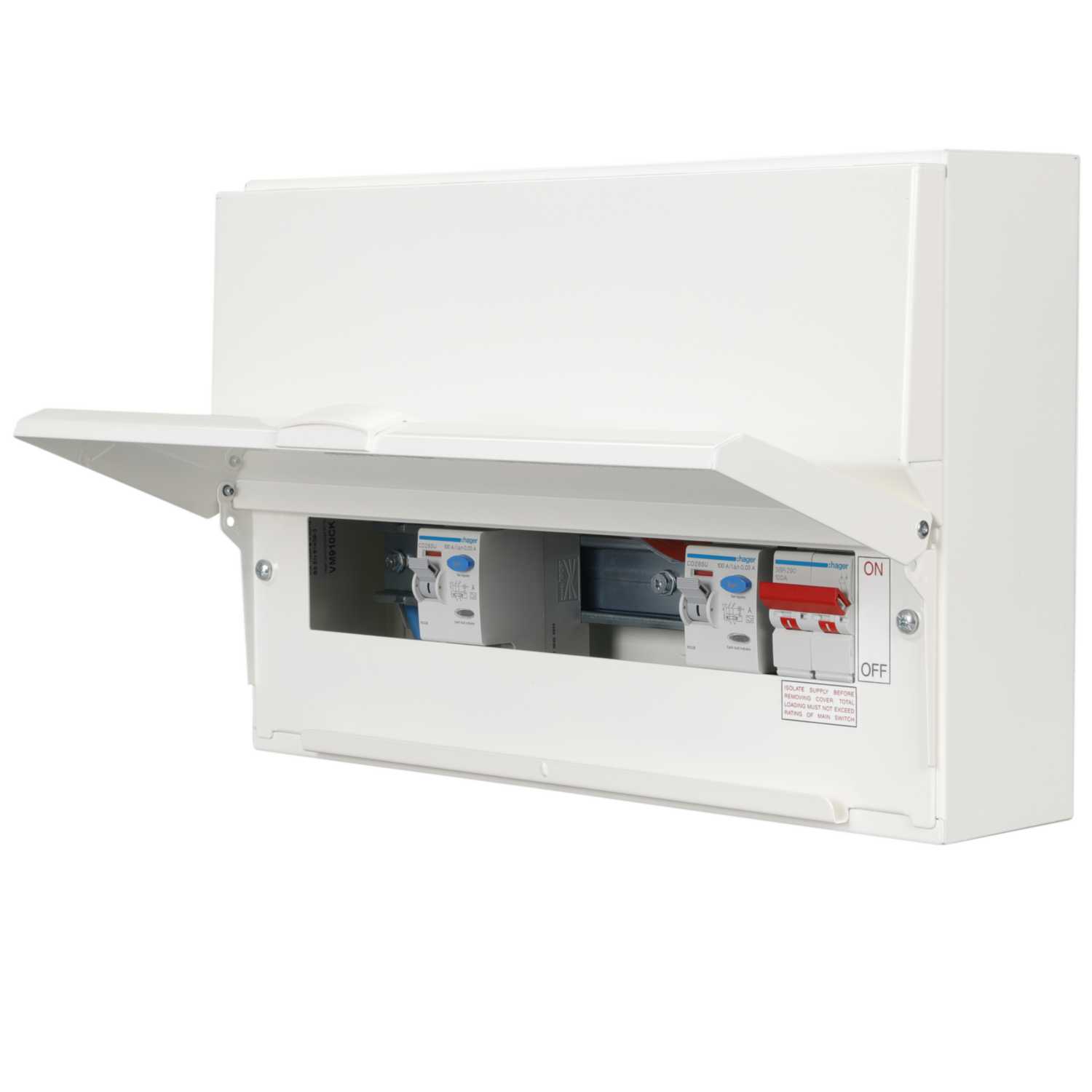 Hager 10 Way Dual 100A RCD Configurable Metal Clad Consumer Unit with ...