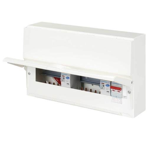 Hager 6 + 6 Dual 100A Type A RCD Metal Clad Consumer Unit (VM966H) | CEF
