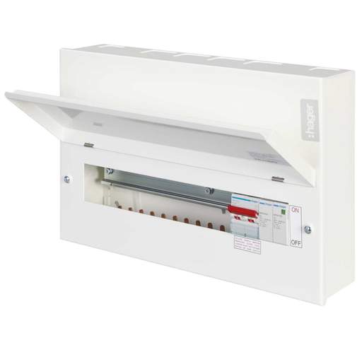 Hager 12 Way 100A Isolator Incomer Metal Clad Consumer Unit with Type 2 ...