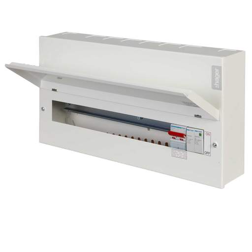 Hager 18 Way 100A Isolator Incomer Metal Clad Consumer Unit with Type 2 ...