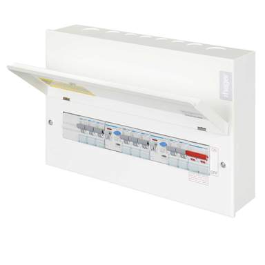 Hager 10 Way Dual 100A Type A RCD High Integrity Metal Clad Unit with 8 ...