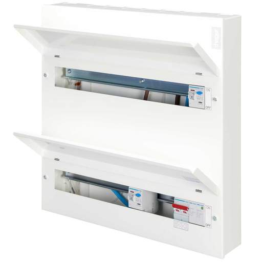 Hager 16 + 20 Dual Row Dual 100A RCD High Integrity Metal Clad Consumer ...
