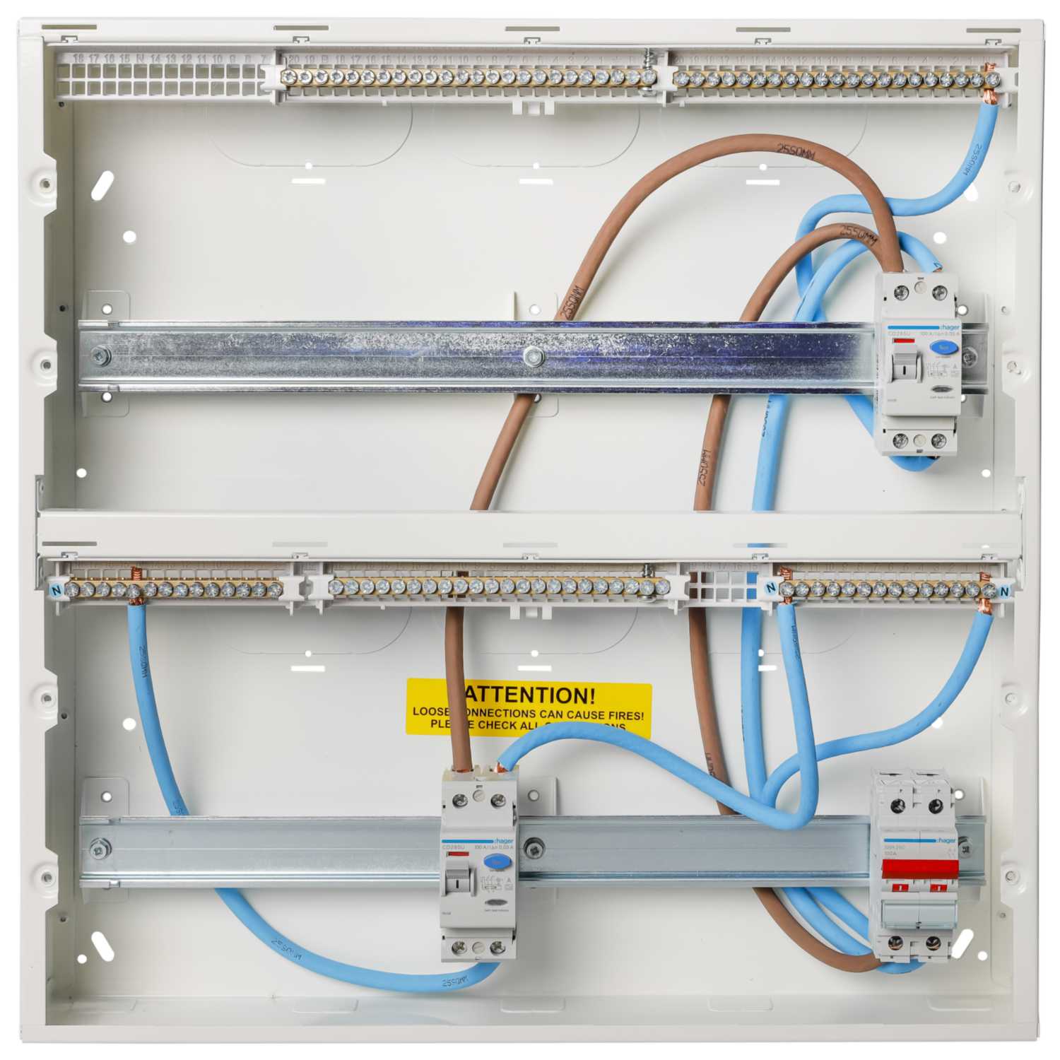 Hager 18 + 20 Dual Row Dual 100A RCD High Integrity Metal Clad Consumer ...