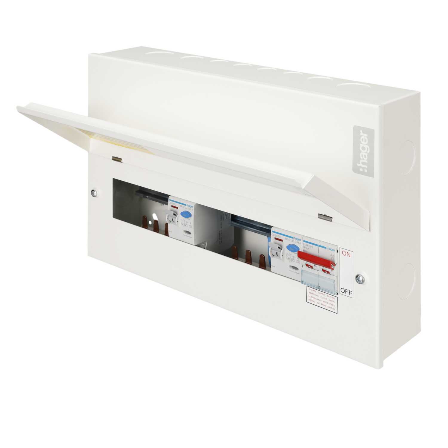 Hager 5 + 5 Dual 100A RCD Split Load Metal Clad Consumer Unit with ...