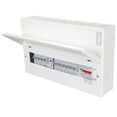 Hager 6 + 6 Dual 100A RCD Metal Clad Consumer Unit with Round Knockouts ...