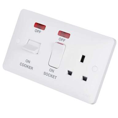 Hager Sollysta 45A Cooker Control Unit with Neon White (WMCC50N) | CEF