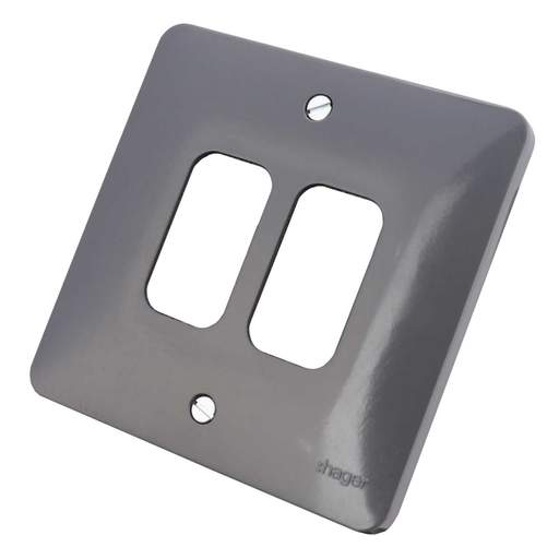 Hager Sollysta 2 Gang Grid Plate Part M Grey (WMGP2G) | CEF
