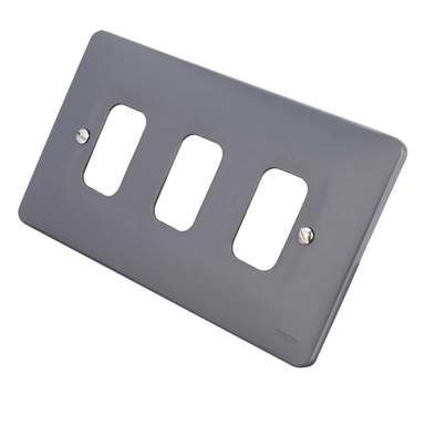 Hager Sollysta 3 Gang Grid Plate Part M Grey (WMGP3G) | CEF