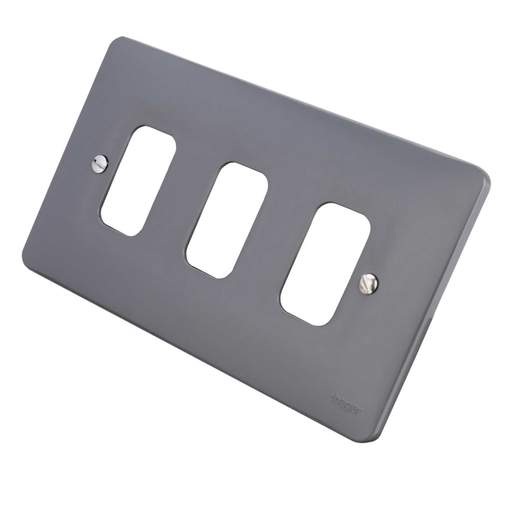 Hager Sollysta 3 Gang Grid Plate Part M Grey (WMGP3G) | CEF
