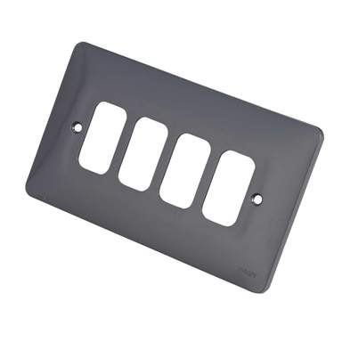 Hager Sollysta 4 Gang Grid Plate Part M Grey (WMGP4G) | CEF