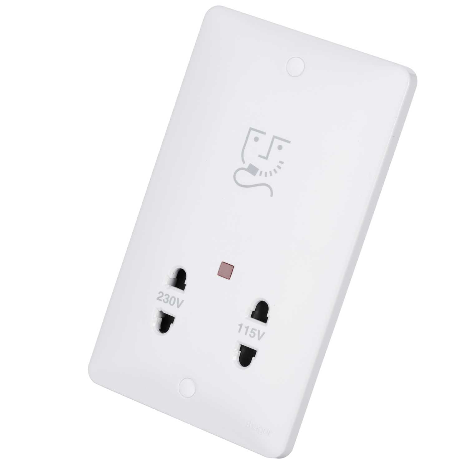 Hager Sollysta 115 / 230V Dual Voltage Shaver Socket White (WMSO100) | CEF