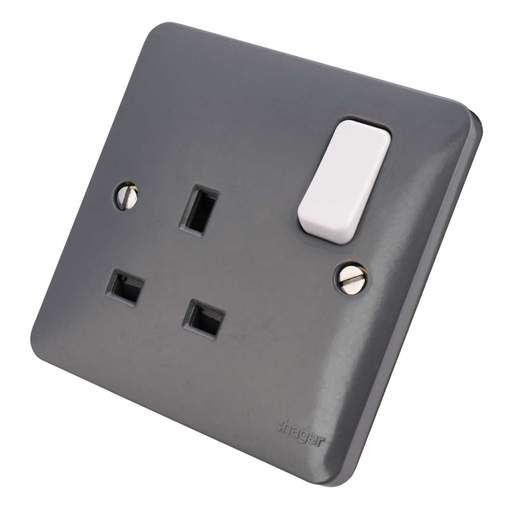 Hager Sollysta 13A DP 1 Gang Switched Socket Part M Grey (WMSS81G) | CEF