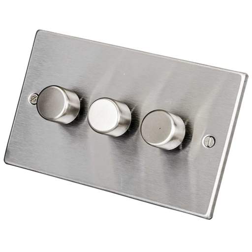 Hamilton 400W 3 Gang 2 Way Dimmer Satin Steel (743X40) | CEF