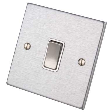 Hamilton 20A DP Switch White Insert Satin Steel (74DPSS-W) | CEF