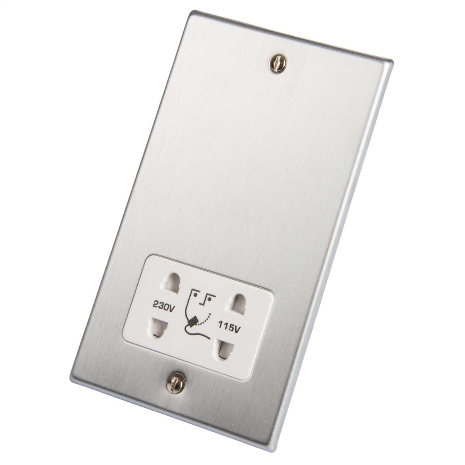 Hamilton Hartland Dual Voltage Shaver Socket White Insert Satin Chrome ...